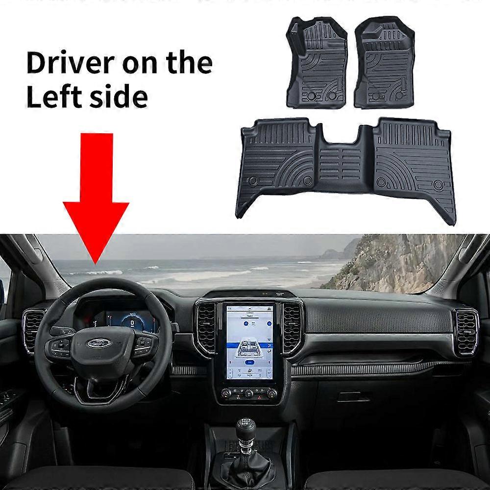 TPE 3D Rubber Floor Mats for Ford Ranger Next Gen 2022 2023 T9 Wlidtrak ...