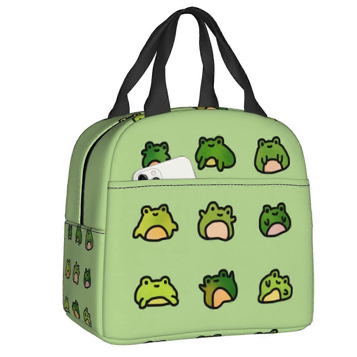 Custom Cute Green Frog Lunch Bag Cooler Thermal Insulated Lunch Boxes ...