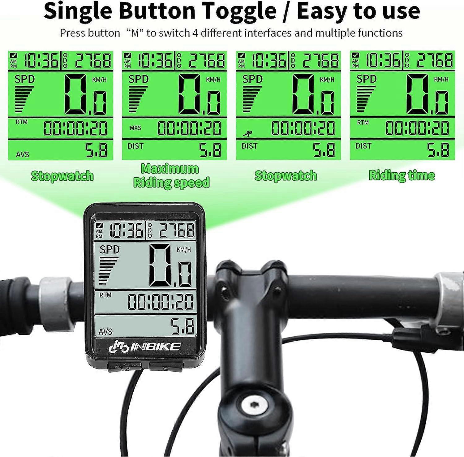 Wireless Bike Computer Road Speedometer and Odometer Bike Stopwatch ...