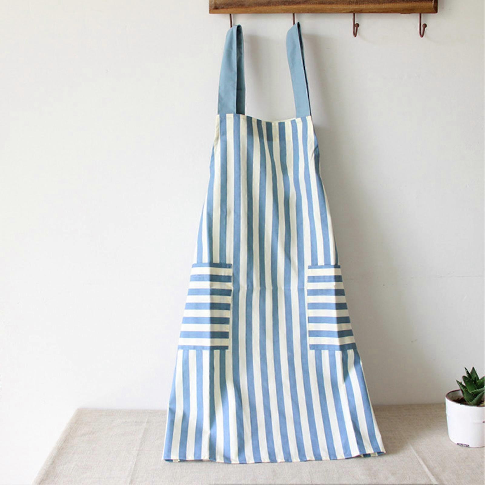 Double Pockets Kitchen Apron Back Strap Oilproof Polyester Cotton Dot ...