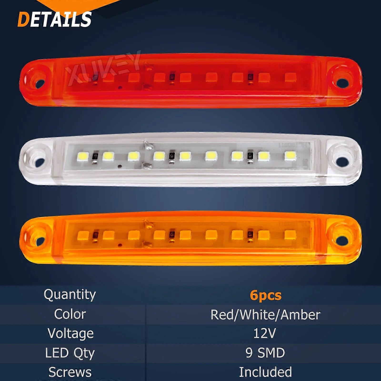 6x 9SMD Led Side Marker Lights Truck Trailer Campervan Caravans Side ...
