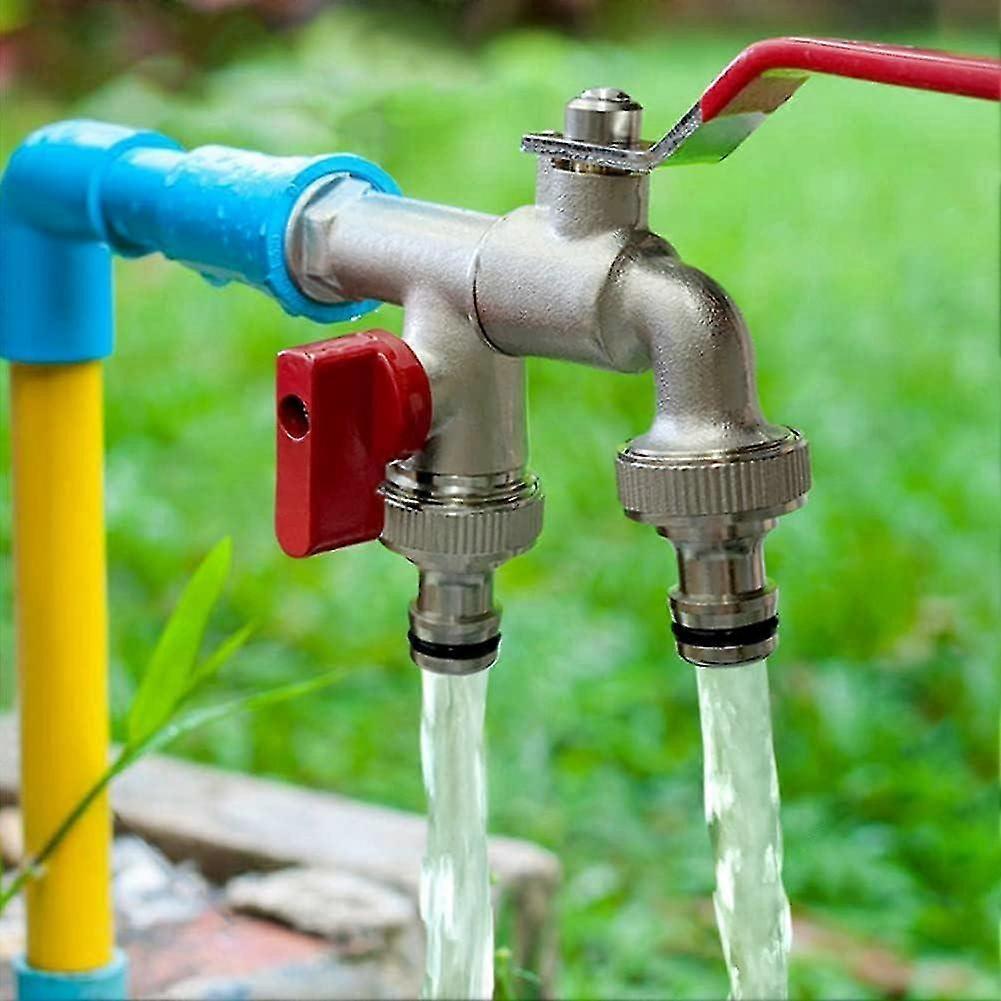 Brass garden tap with 3/4" water outlet, 1/2" water inlet, double tap ...