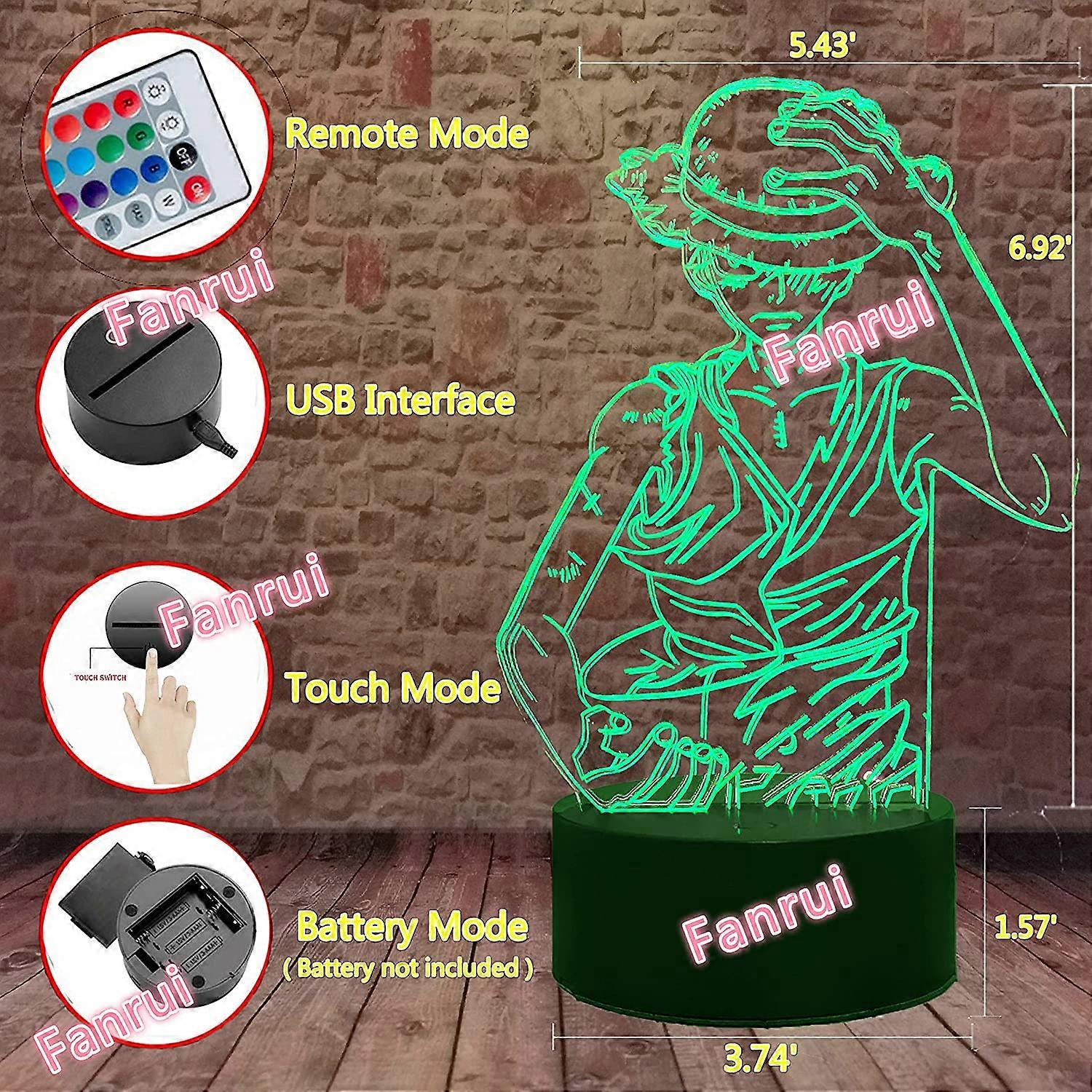 Anime MonkeyDLuffy 16 Colors Change Luffy Zoro Night Light Boys Safe ...