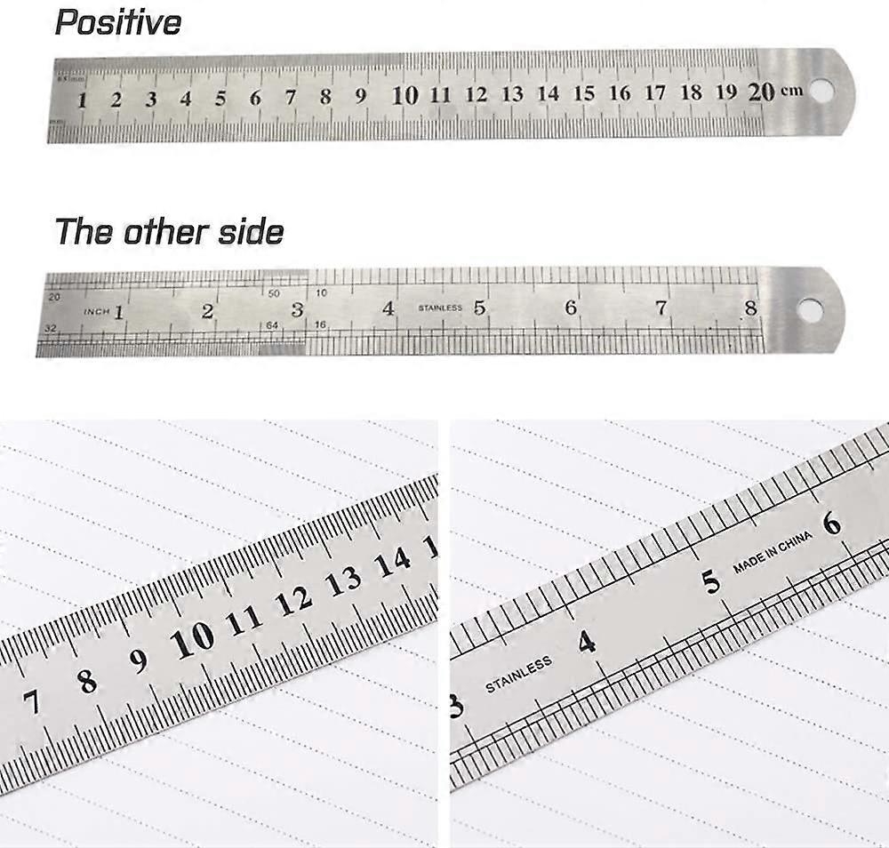 Set of 3 Stainless Steel Rulers, Metal Rulers Precision Ruler Kit ...