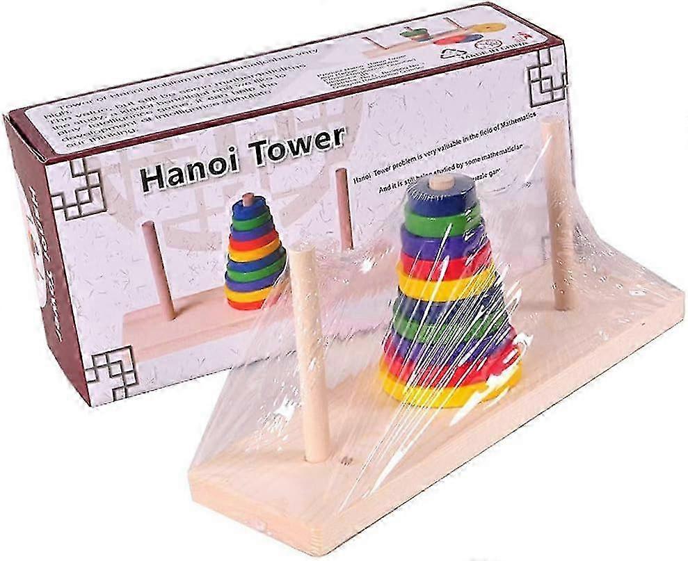 Board Game Wooden Brain Puzzle Tower of Hanoi Classic Tower River ...