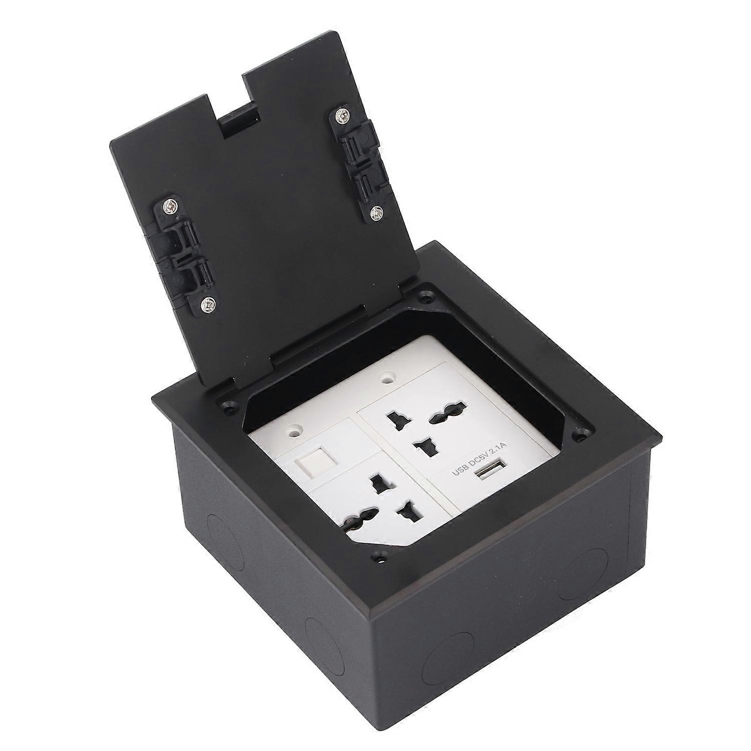 Floor Power Socket Box Stainless Steel 16A 3 Prong Hole USB Computer ...