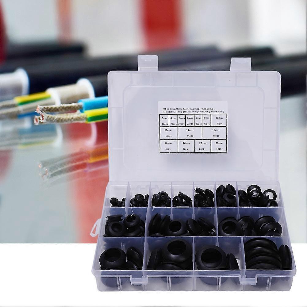 200 Pcs Harness Grommets Rubber Retaining Ring Blanking Hole 3~25mm ...