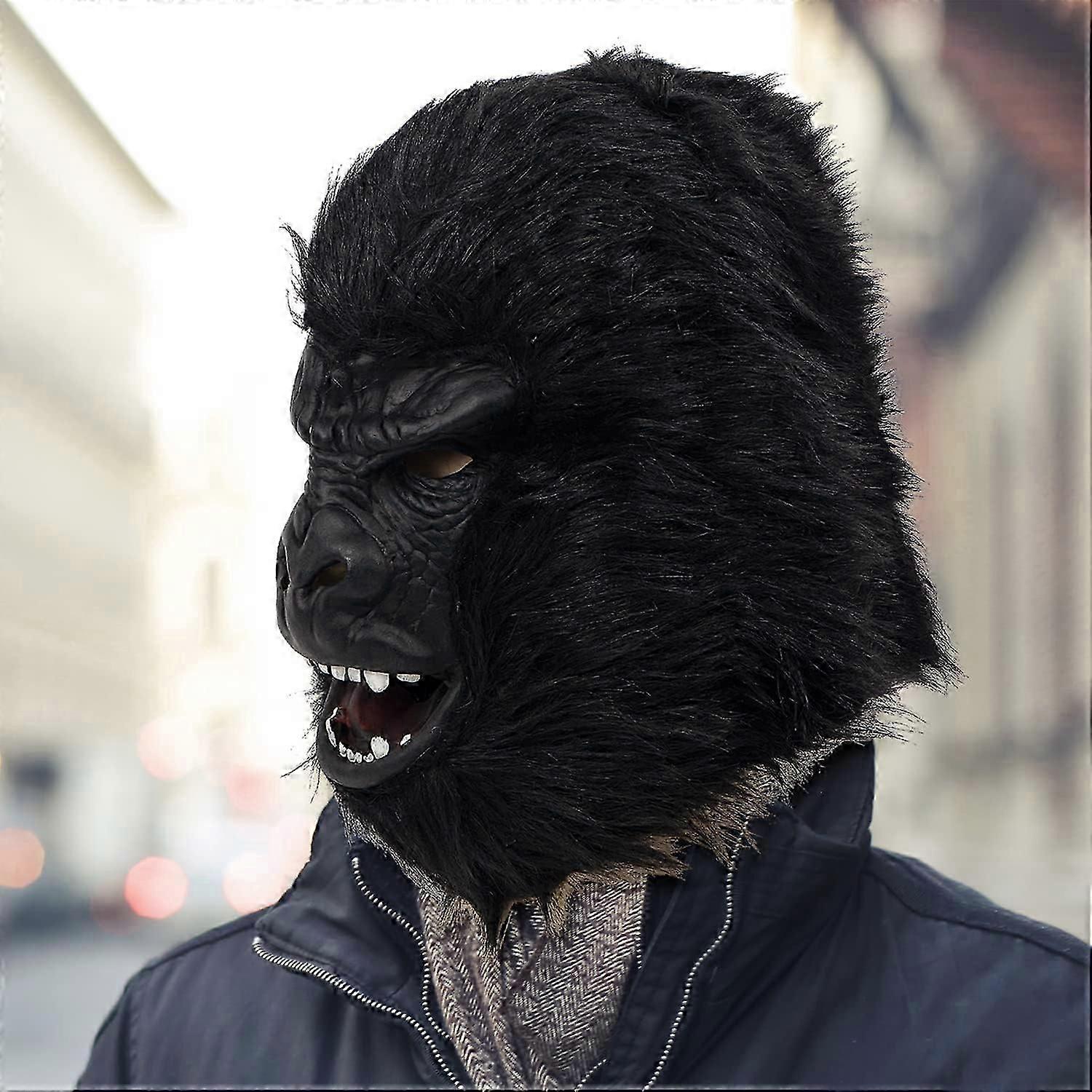 Black Gorilla Mask Chimpanzee Wild Animal Latex Full Head Realistic ...