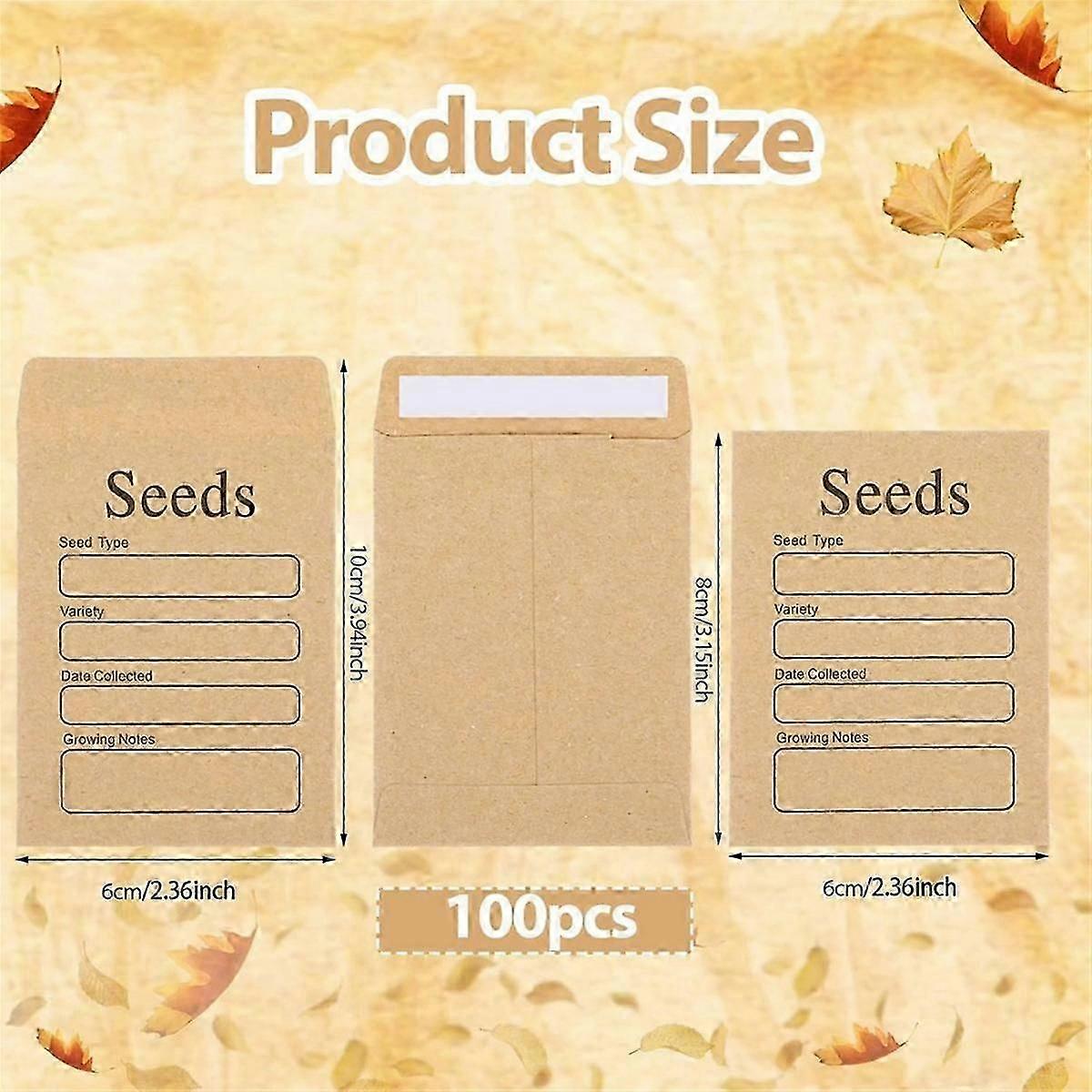 100 Pcs Seed Envelopes 3.54 x 2.36 Inch Brown Kraft Paper Seed Packets ...
