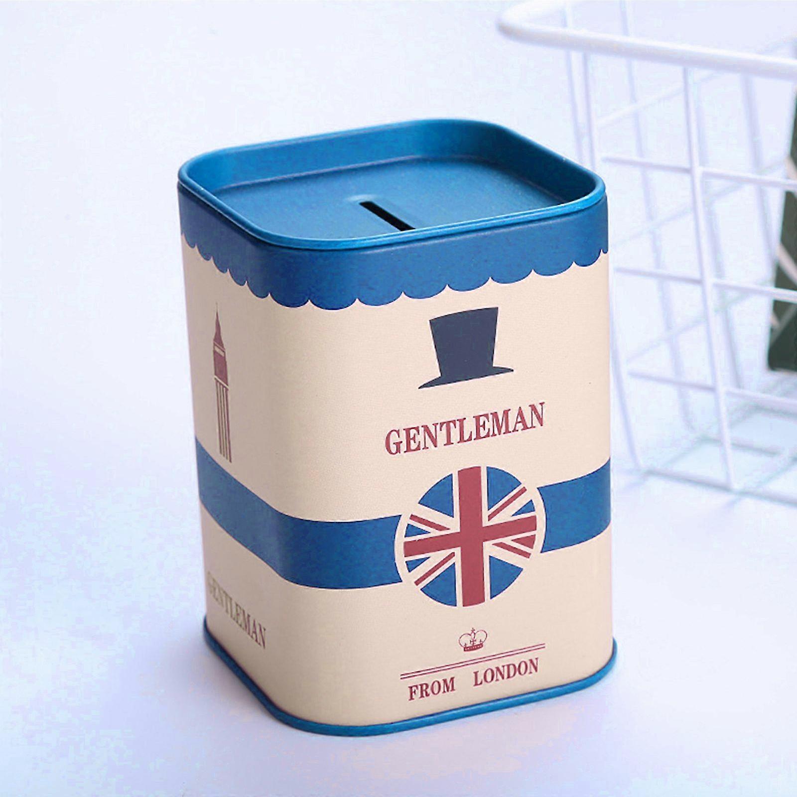 Cute Piggy Bank Metal Square London Gentleman Tinplate Money Saving for ...