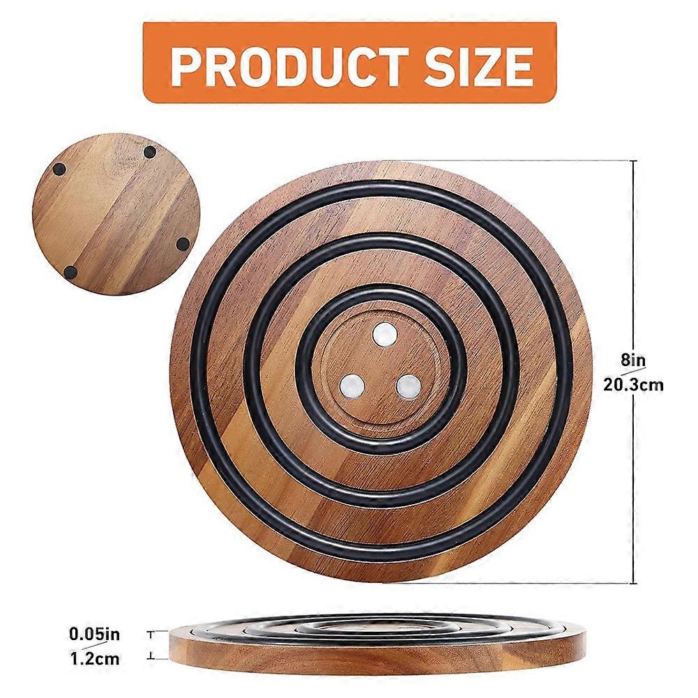 2 Pcs Magnetic Wooden Trivets, Black Silicone Rings, Magnetic Pot ...