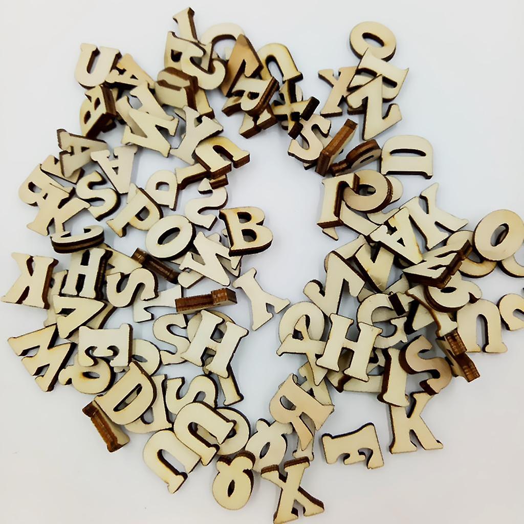 4x 100 Pieces Mixed Wooden Shapes Letters Alphabet Embellishments For ...