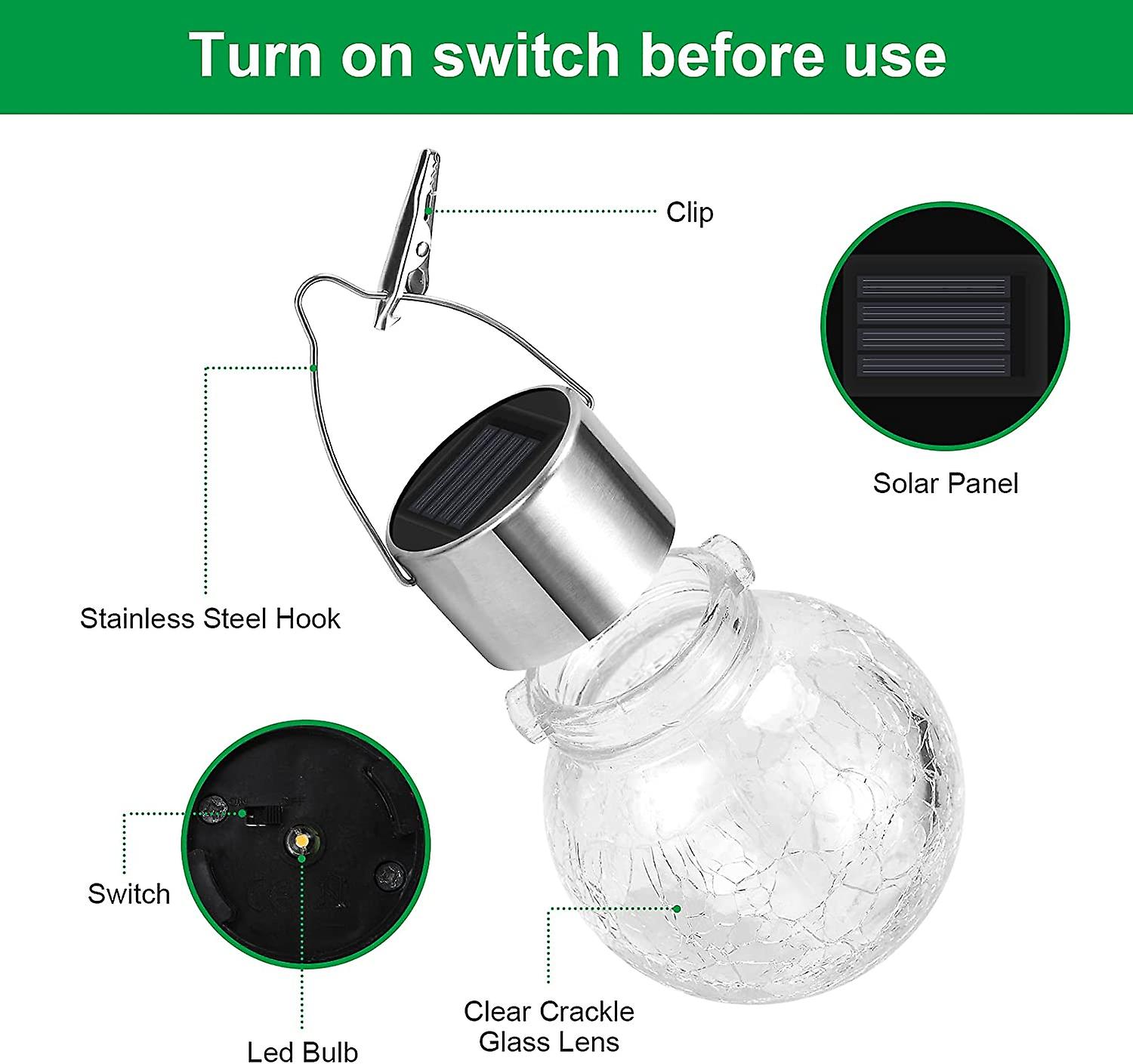 Outdoor Hanging Solar Lights, 2022 New Decorative Glass Garden Lights ...