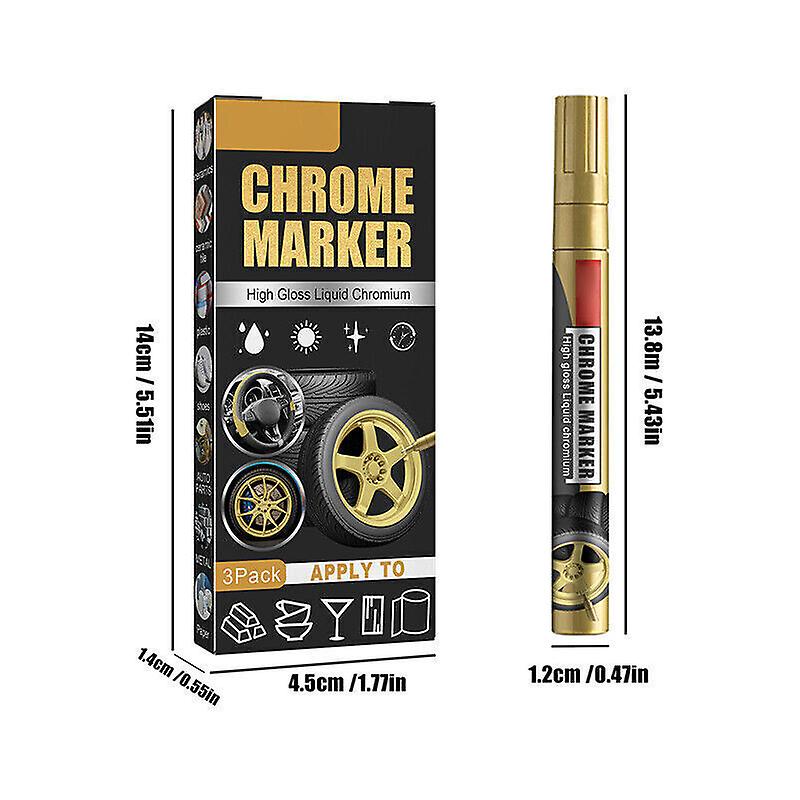 New 3pcs Liquid Mirror Chrome Marker Set DIY Car Paint Pens Metallic ...