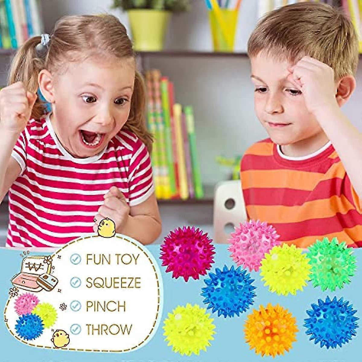 6 Large Spiky 6.5cm Led Flashing Bouncy Disco Balls With Light, Squishy ...