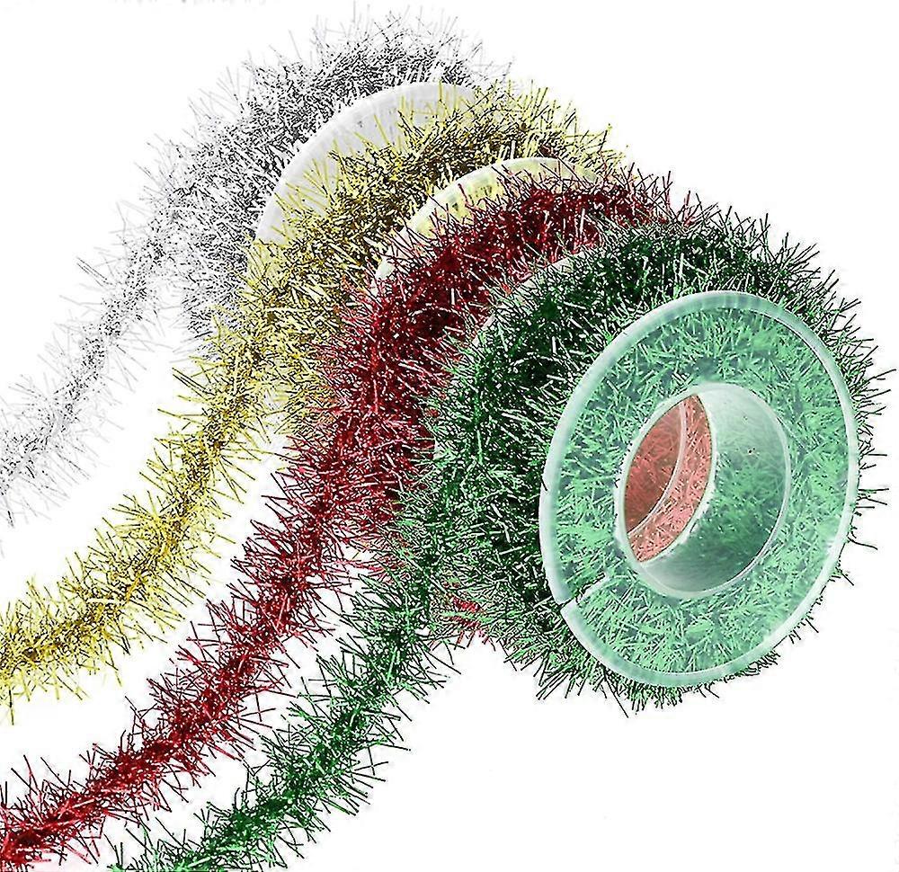 4 Rolls Christmas Tinsel Ribbon Metallic Wire Garland Tinsel Wire ...