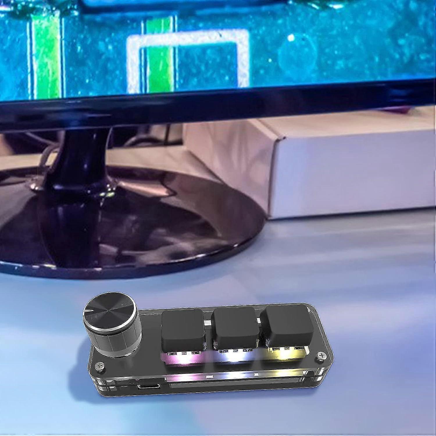 Small 3 Keys Keypad Mechanical Gaming Keyboard, Custom Knob Keyboard Copy Paste Programming Mini ...