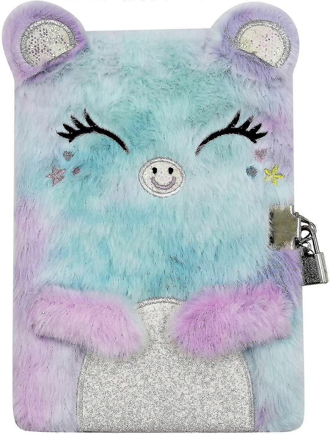 Girls Diary With Lock And Keys Cute Plush Rainbow Unicorn Secret Diary ...