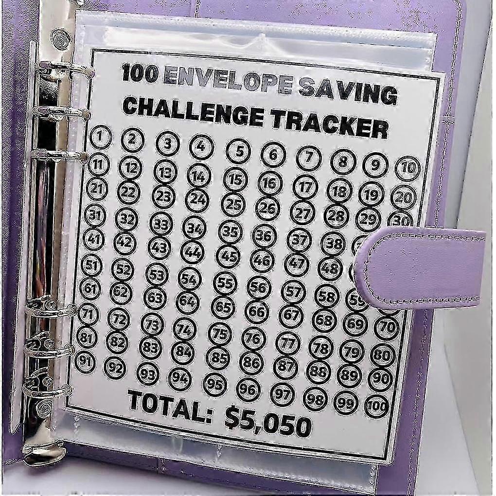100 Envelope Challenge Binder, Cash Binder With Envelope, Saving ...