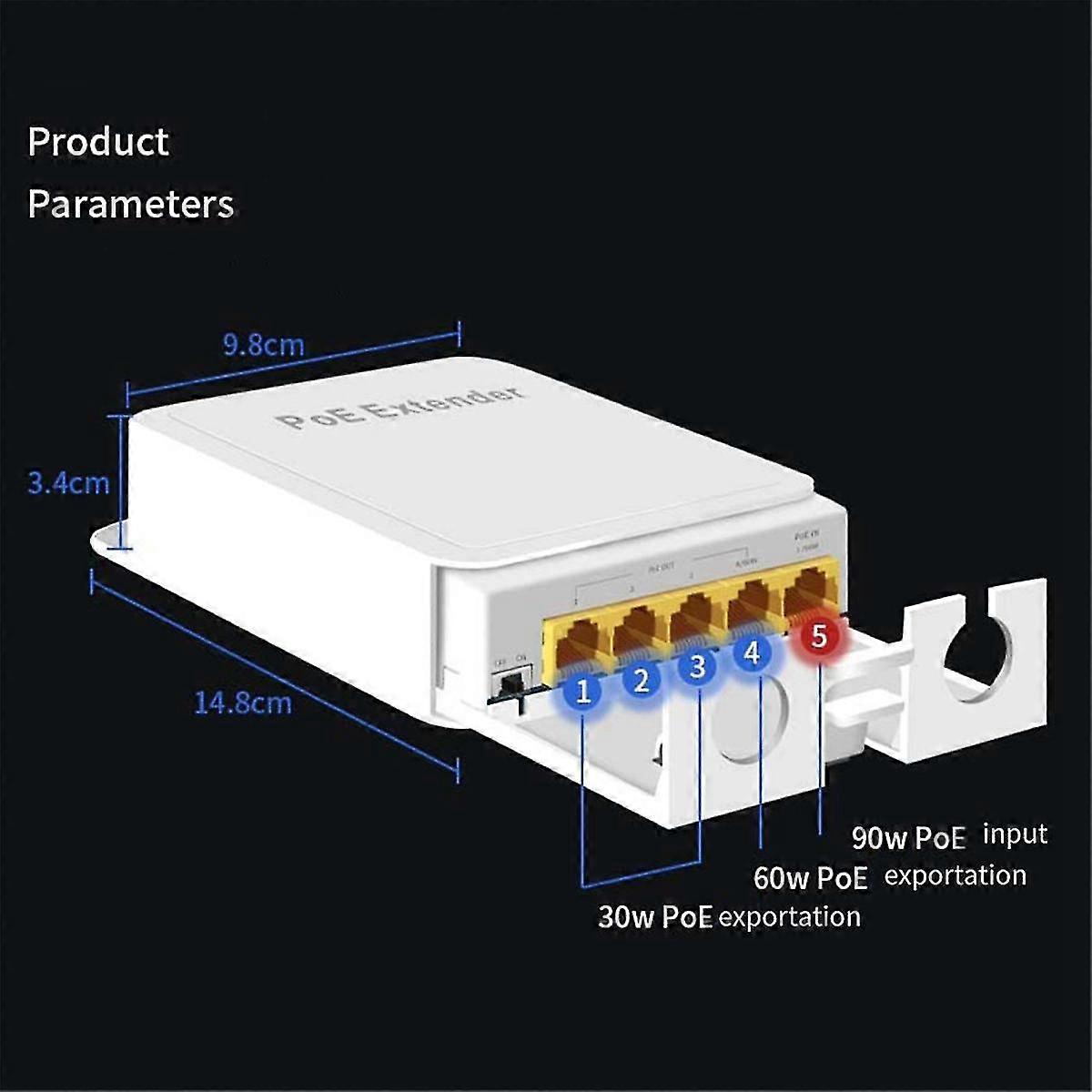 5-port Ip55 Outdoor Waterproof Poe Repeater 1000mbps 1 To 4 Network ...