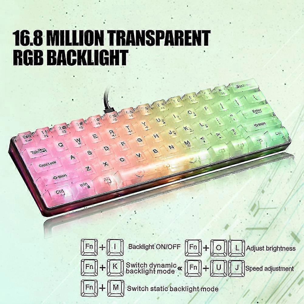 Wired 61 Key Transparent Keycaps Ice Crystal Keycap Rgb Backlit For ...