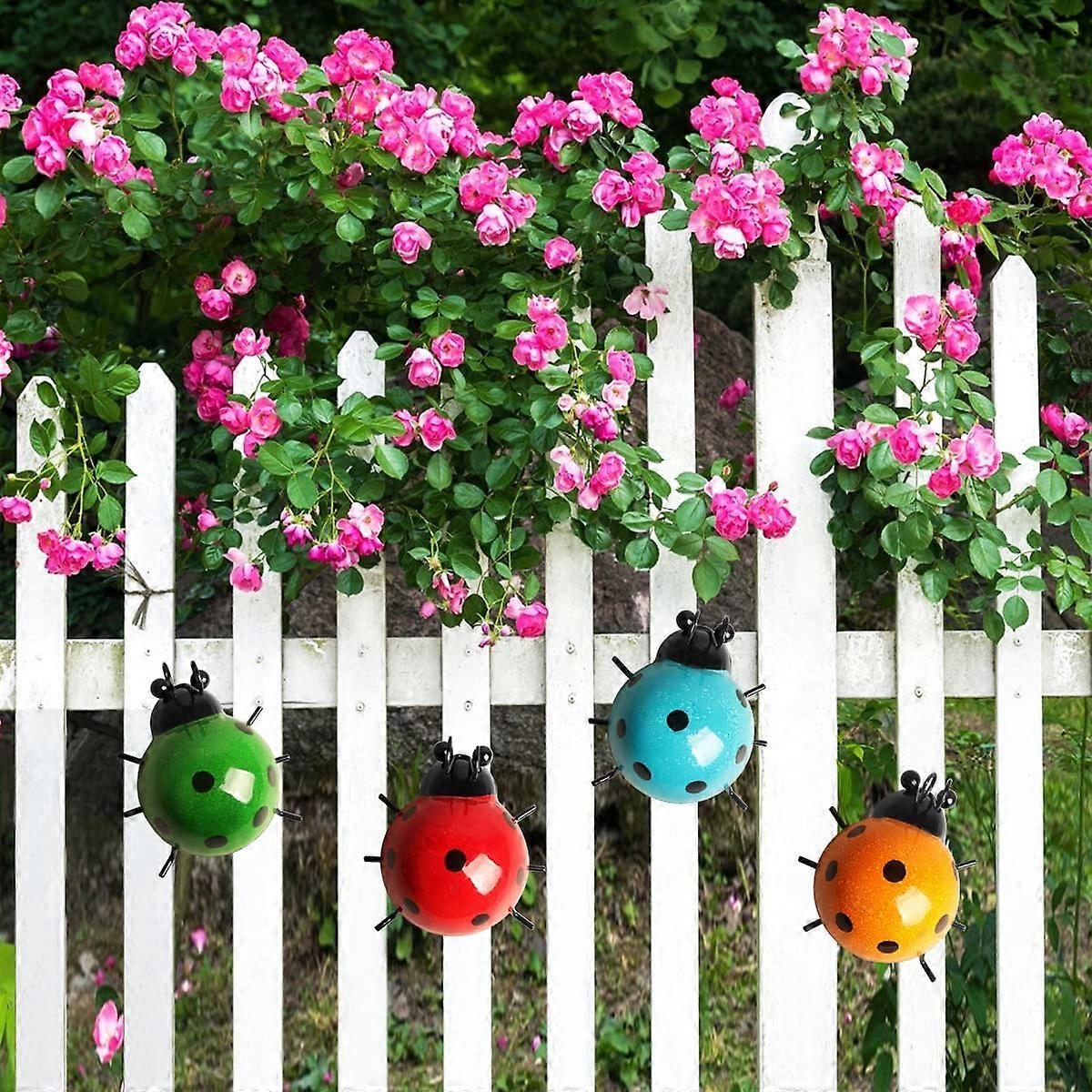 4 Piece Metal Ladybug Decoration Metal Ladybug Wall Decor Metal ...