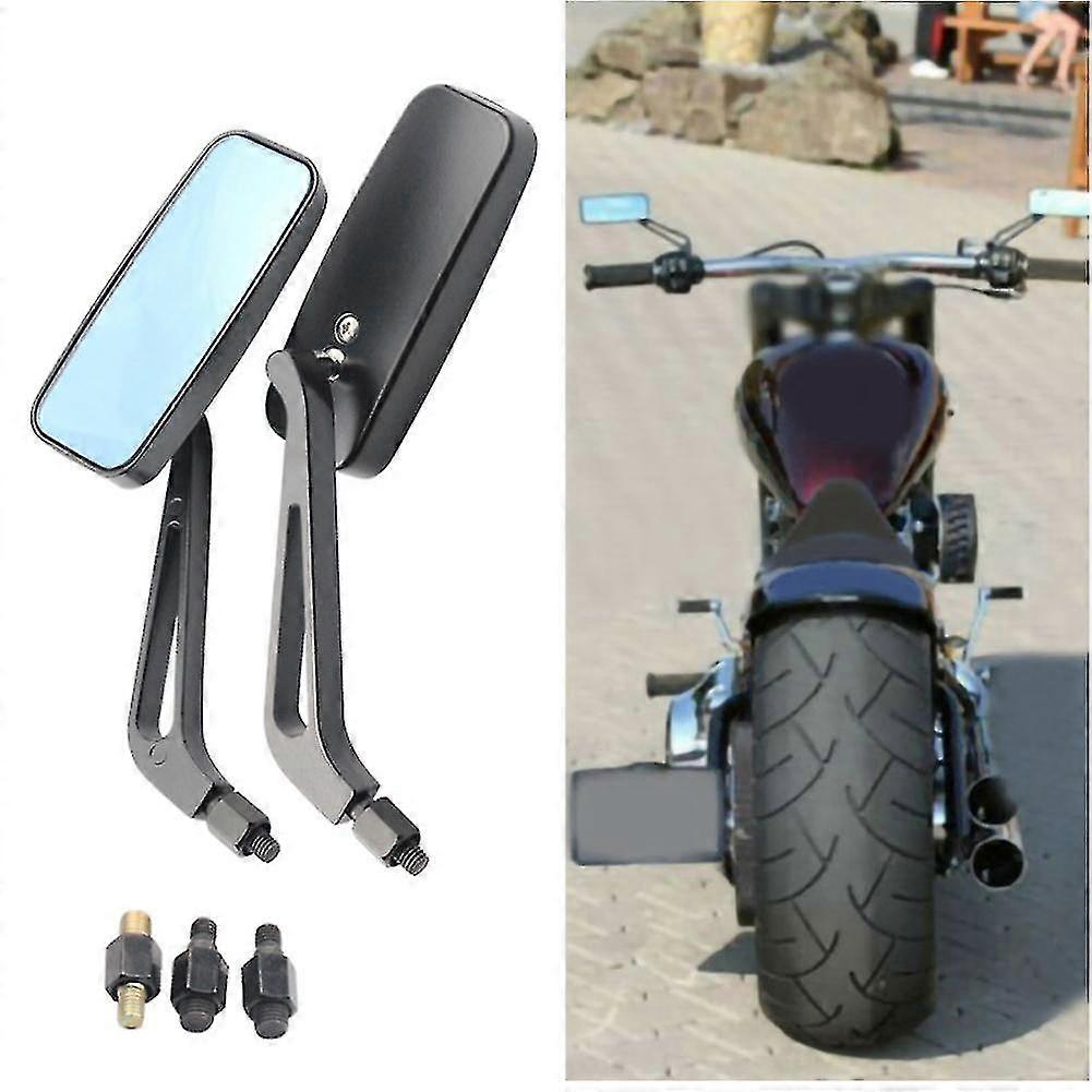 Qx Black 8mm 10mm Motorcycle Rectangle Rearview Side Mirrors For Harley ...