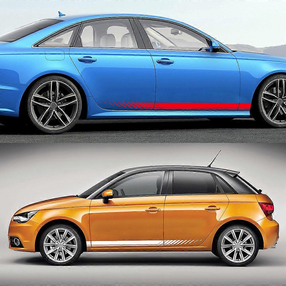 2PCS Car Door Side Skirt Stripe Stickers Racing Sport Vinyl Decal ...