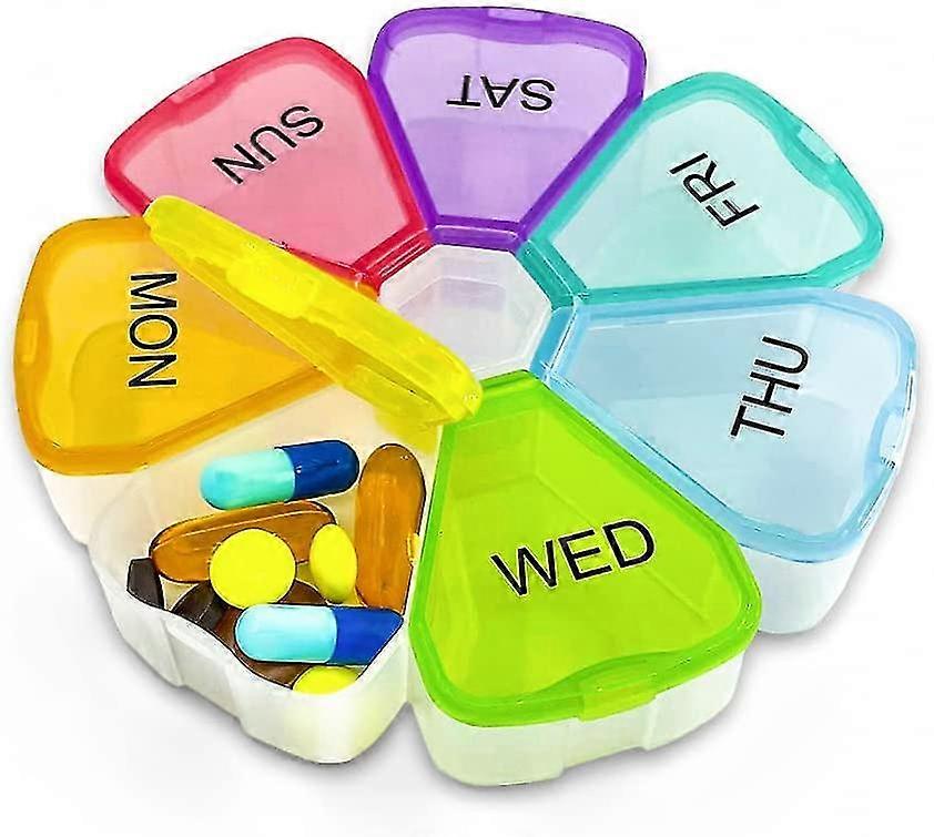 Pill Box Organiser 7 Day, Large Free Travel Tablet Boxes Weekly Pill ...