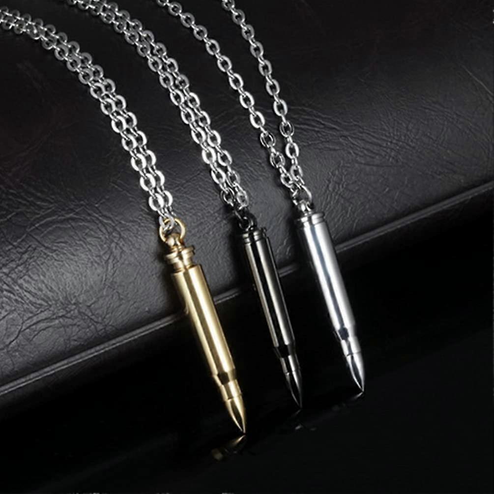 Bullet Necklace Titanium Steel Bullet Pendant Chain Punk Gothic ...