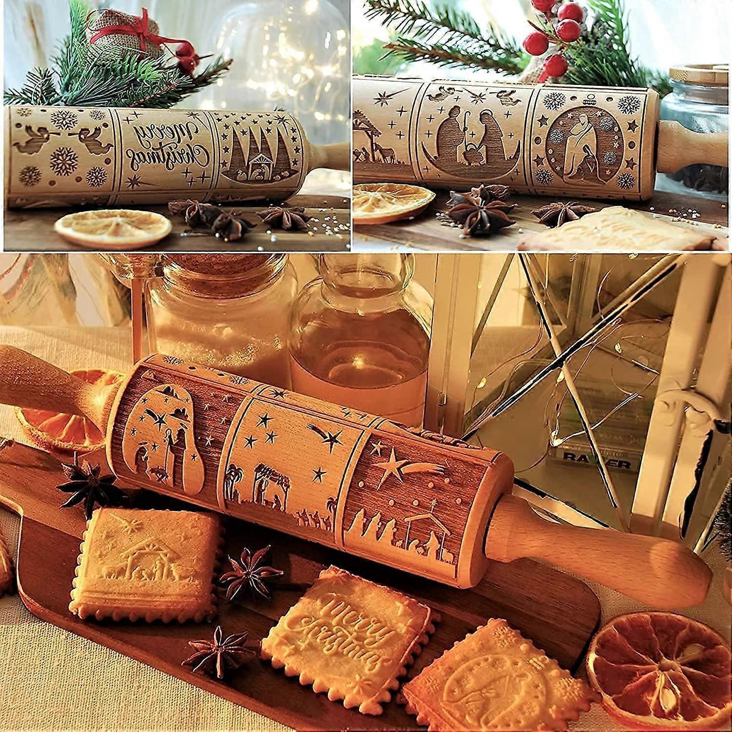 Nativity Rolling Pin 9 Different Pattern, for Baking Cookies | Fruugo UK
