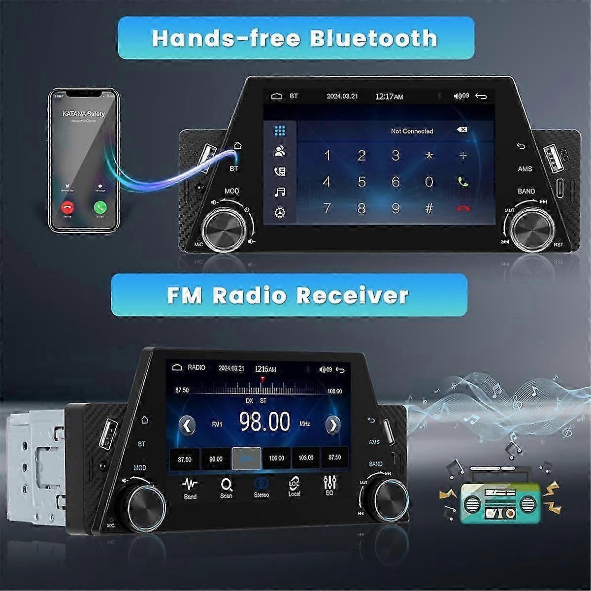 Car Radio Single Din 5 Inch Touchscreen Car Stereo with CarPlay Android ...