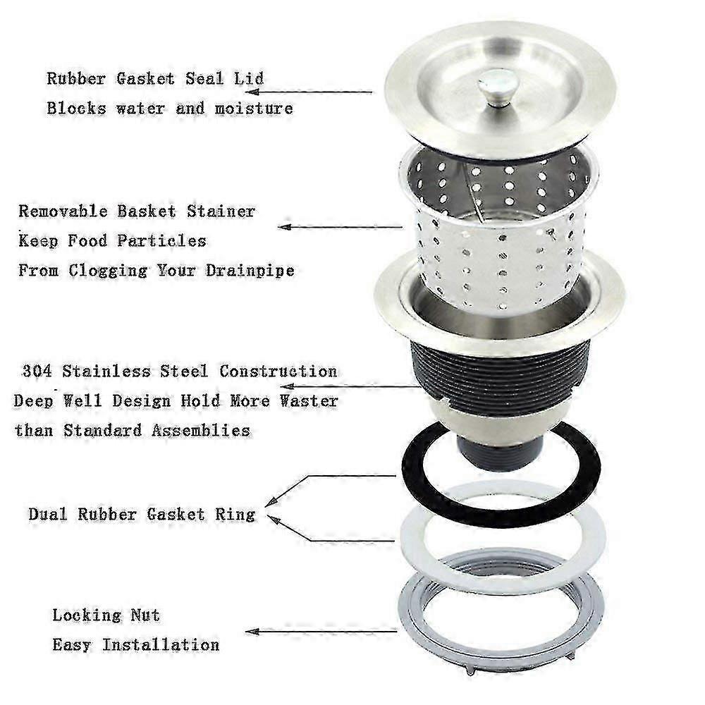 Ln-3-1/2-inch Kitchen Sink Strainer With Removable Deep Waste Basket ...
