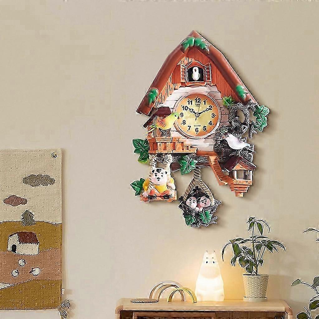 Traditional German Style Wall Clock Quartz Movement Hourly Cuckoo Bird ...