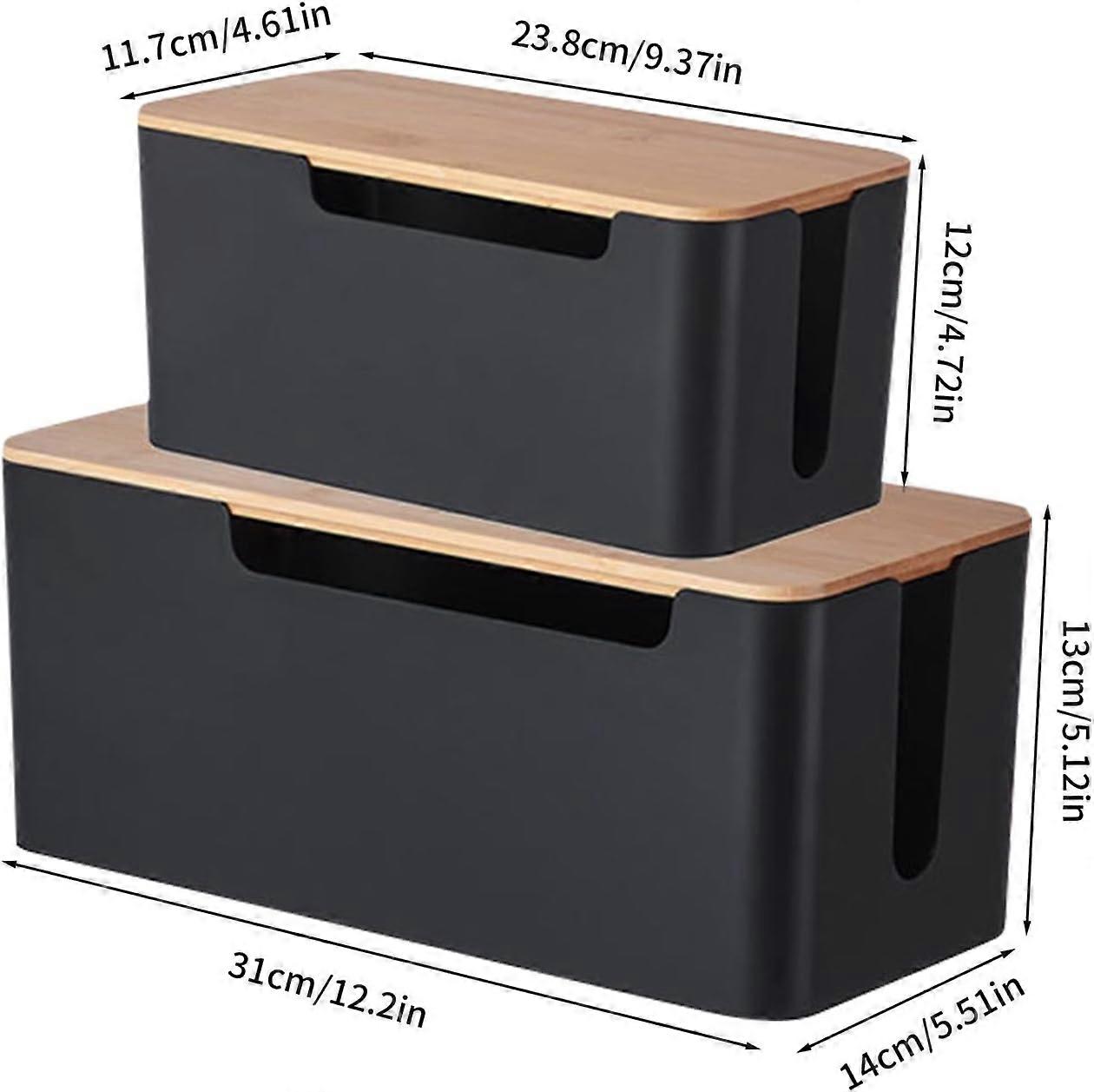 Cable Management Box - 2 Pack Cable Organizer Case with Cable Cut-Outs ...