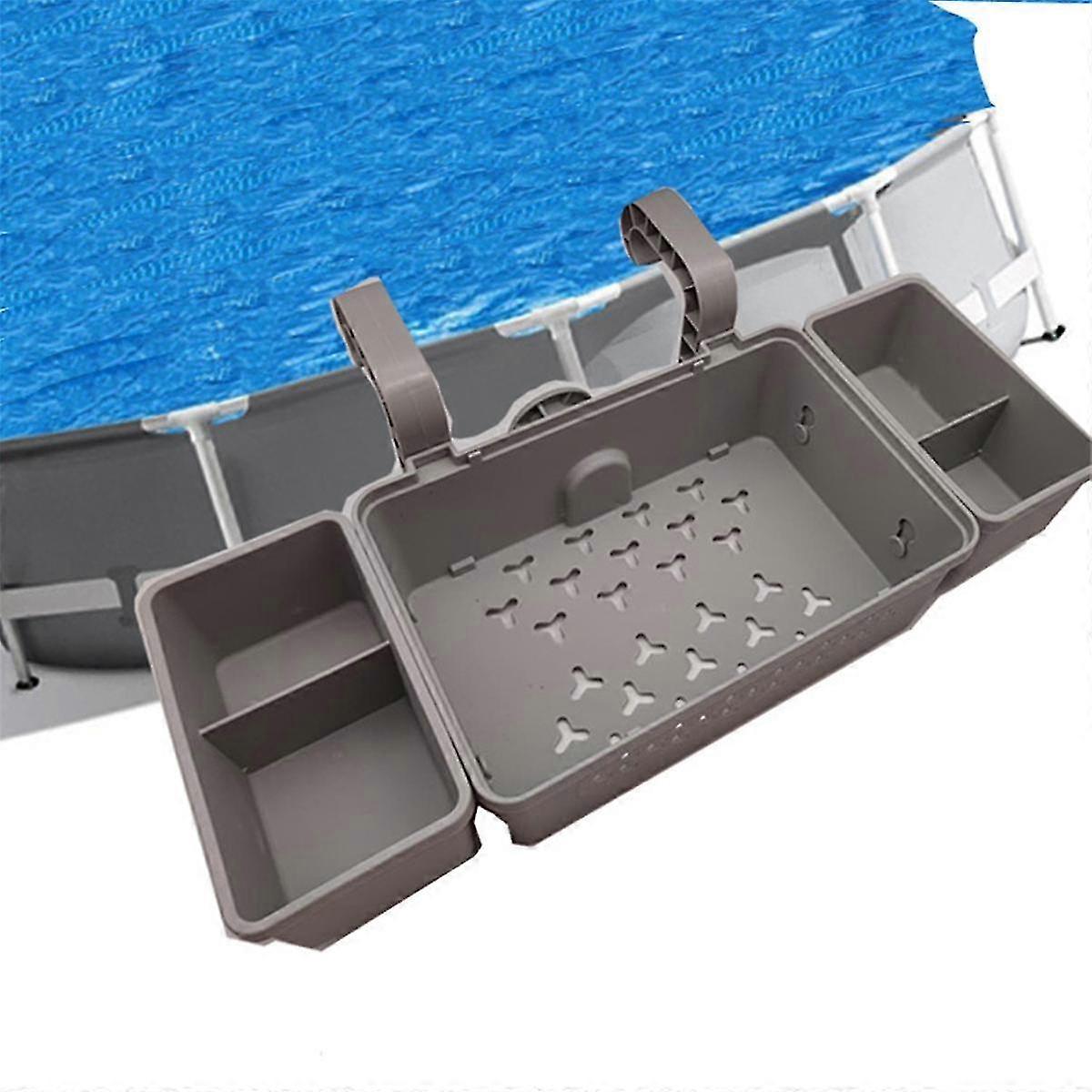 Poolside Storage Basket with Pool Cup Holder, Above Ground Pool ...