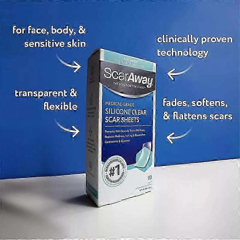 Scar Away Medical-Grade Clear Silicone Scar Sheets 6 Sheets & 10 Sheets ...