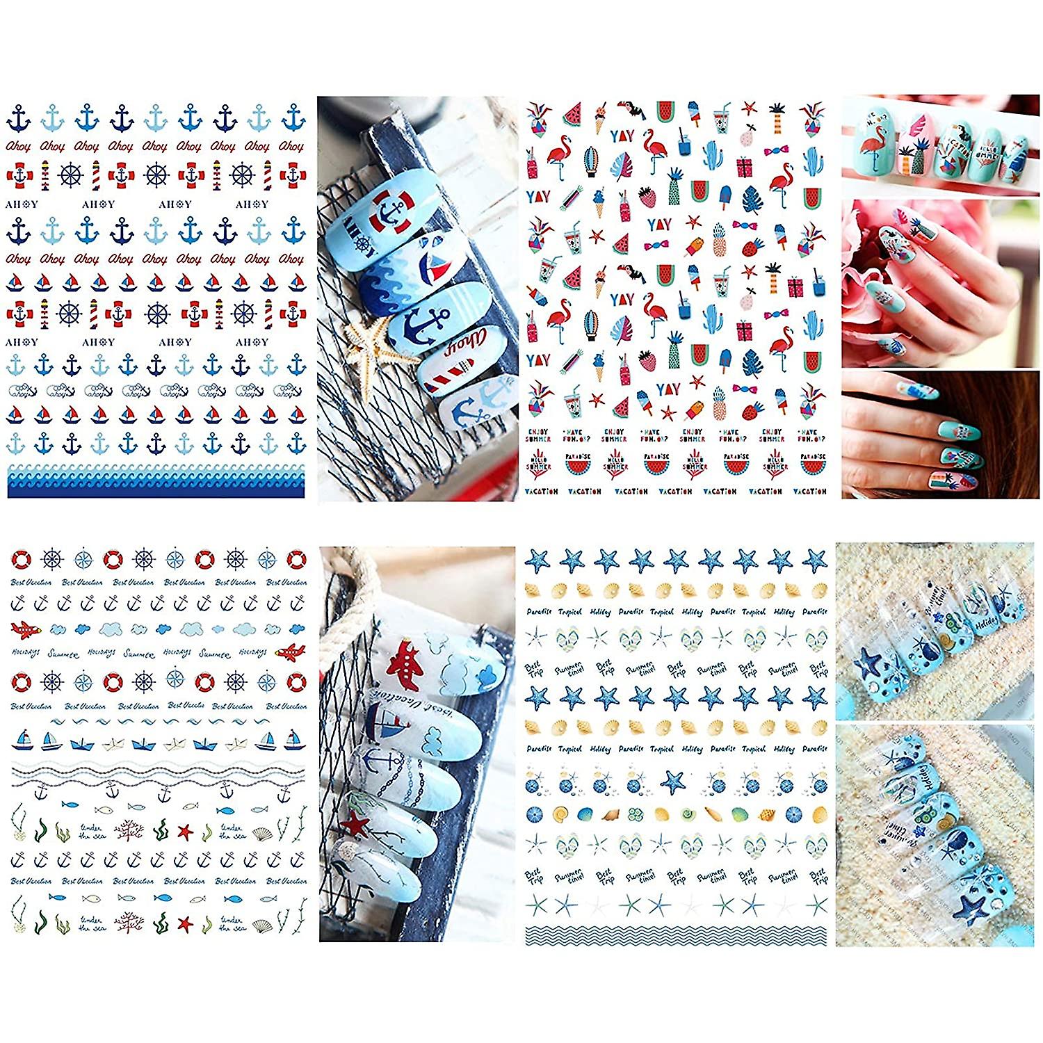 Katea Summer Nail Decals Stickers, Self-adhesive Diy Design Nail Art ...