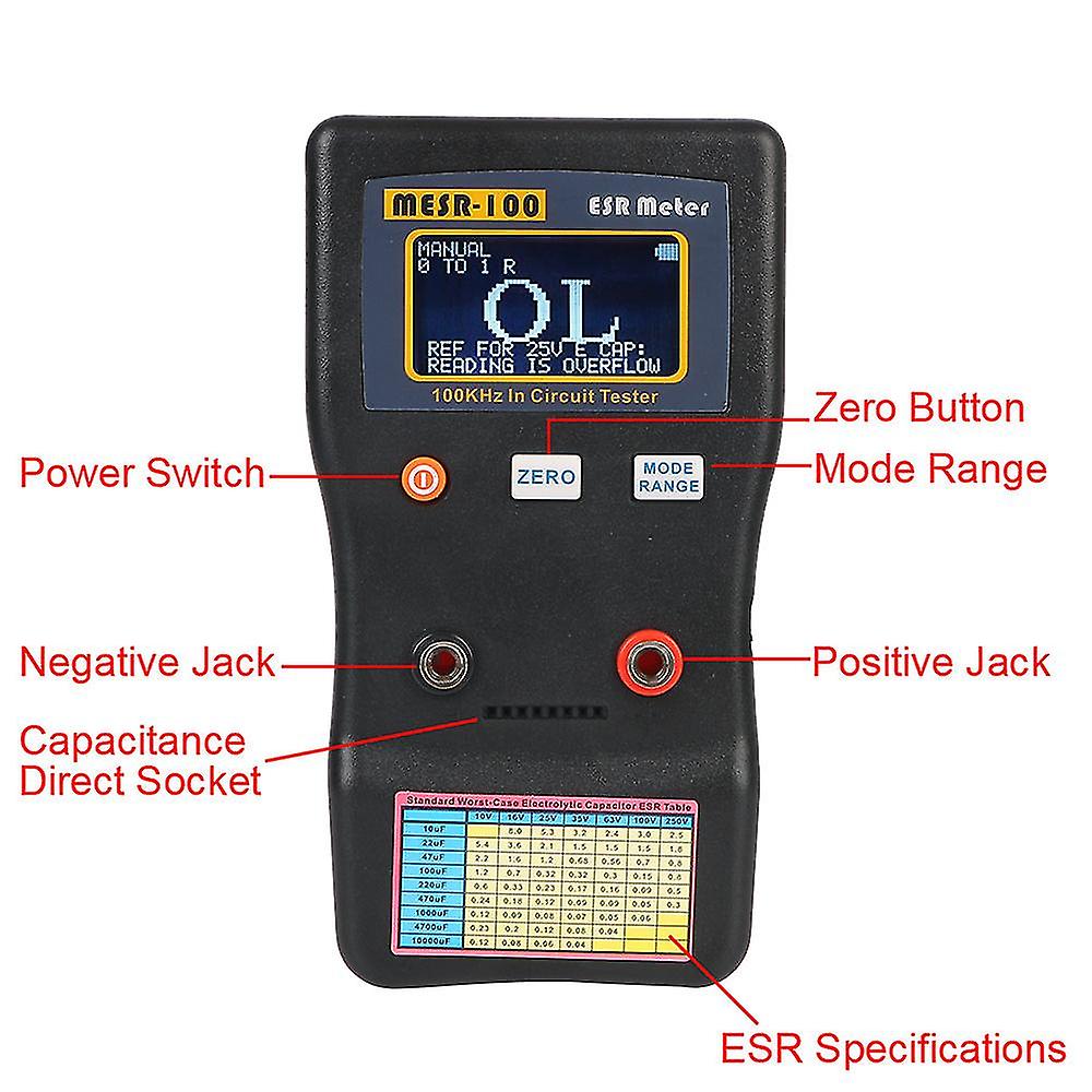 Diagnostic-tool capacitor tester capacitance ohm meter mesr-100 ...