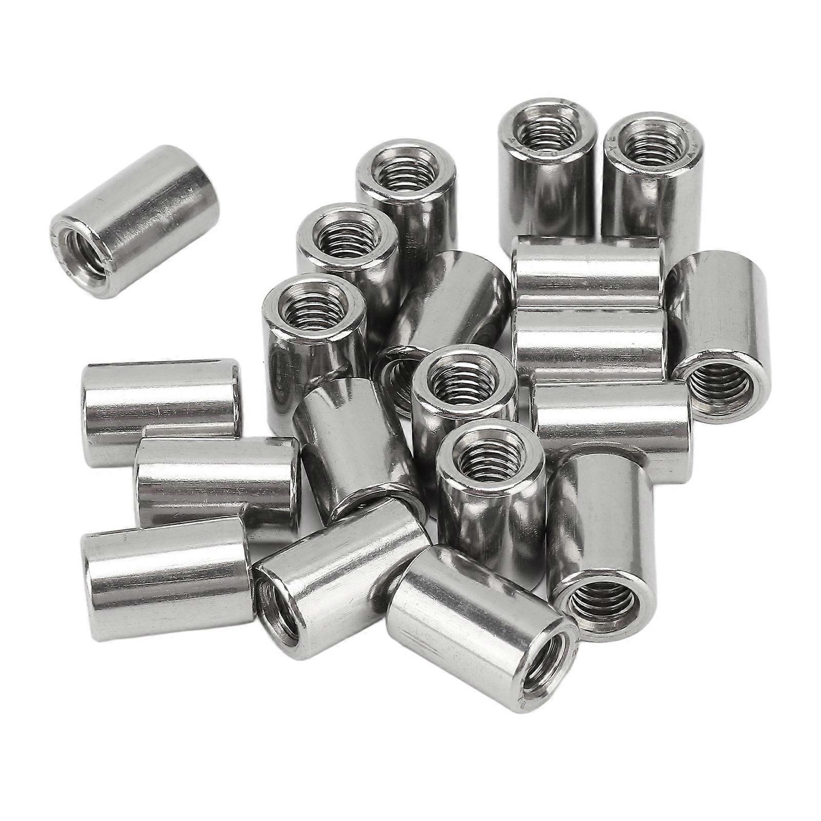 20pcs Coupling Nut Round Stainless Steel Rod Connector Nut M6 Female ...