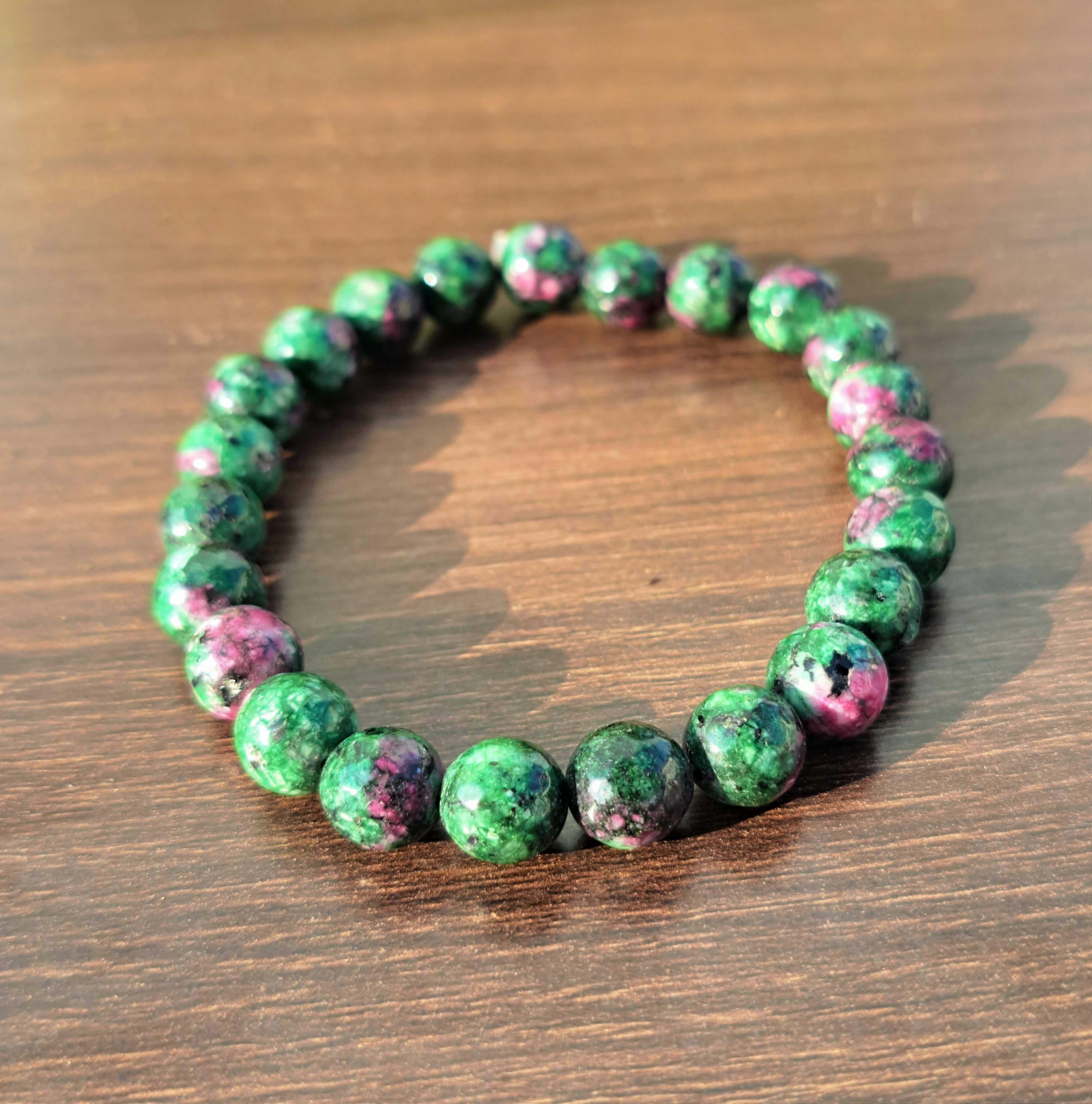 Ruby Fuchsite Diamond Cut Beads Bracelet | Fruugo UK