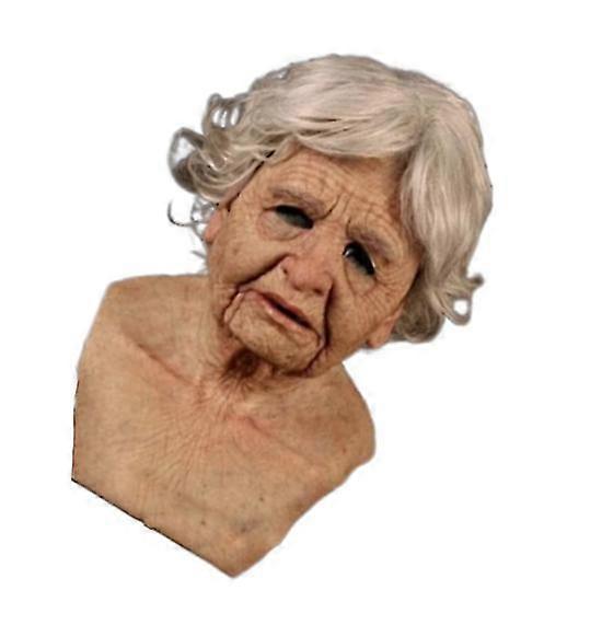 Old Lady mask Woman Scary Halloween Decor Face Mask Fancy Dress Costume ...