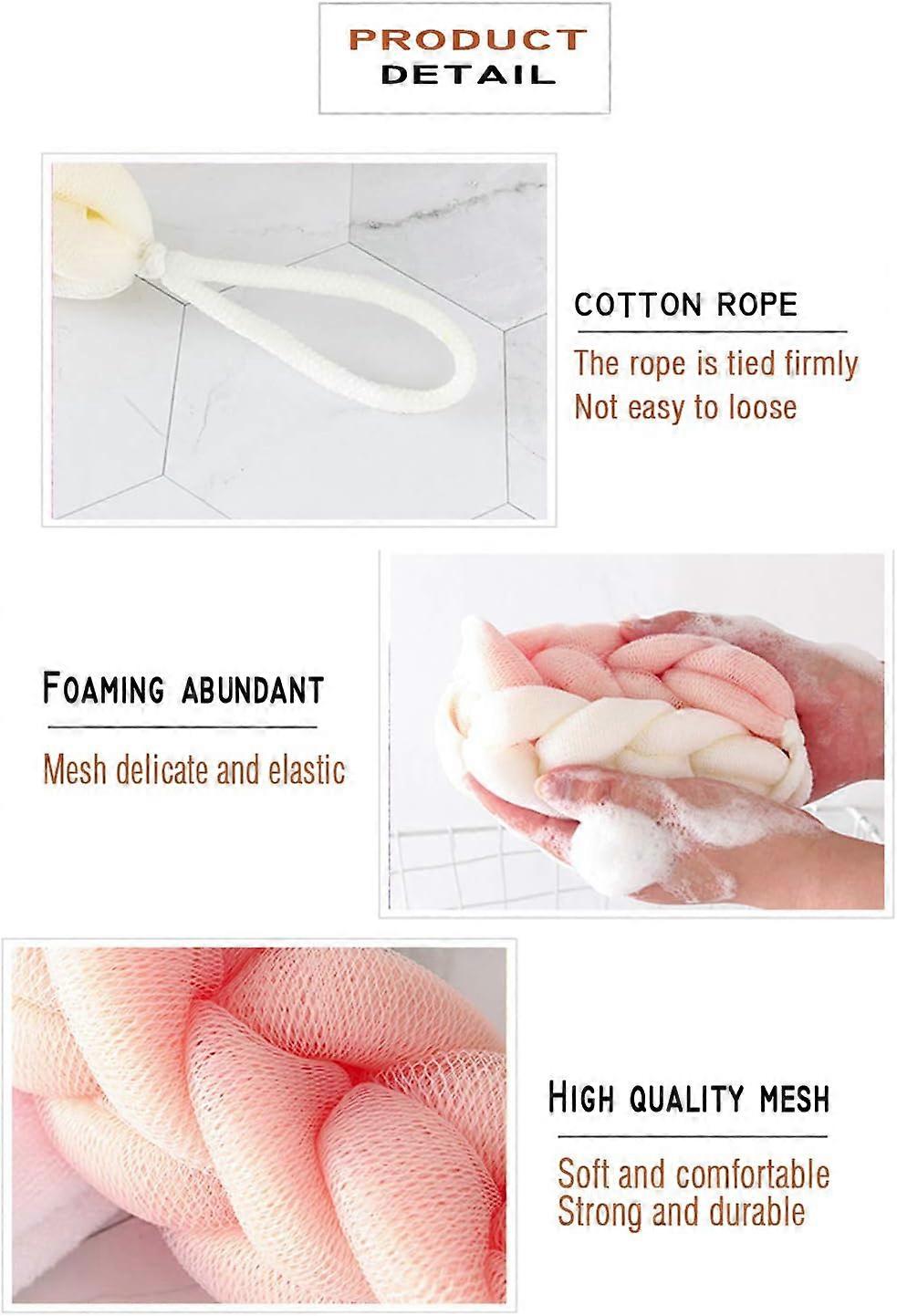 4 Packs Long Stretch Back Sponge with Rope Back Scrubber Bath Shower ...