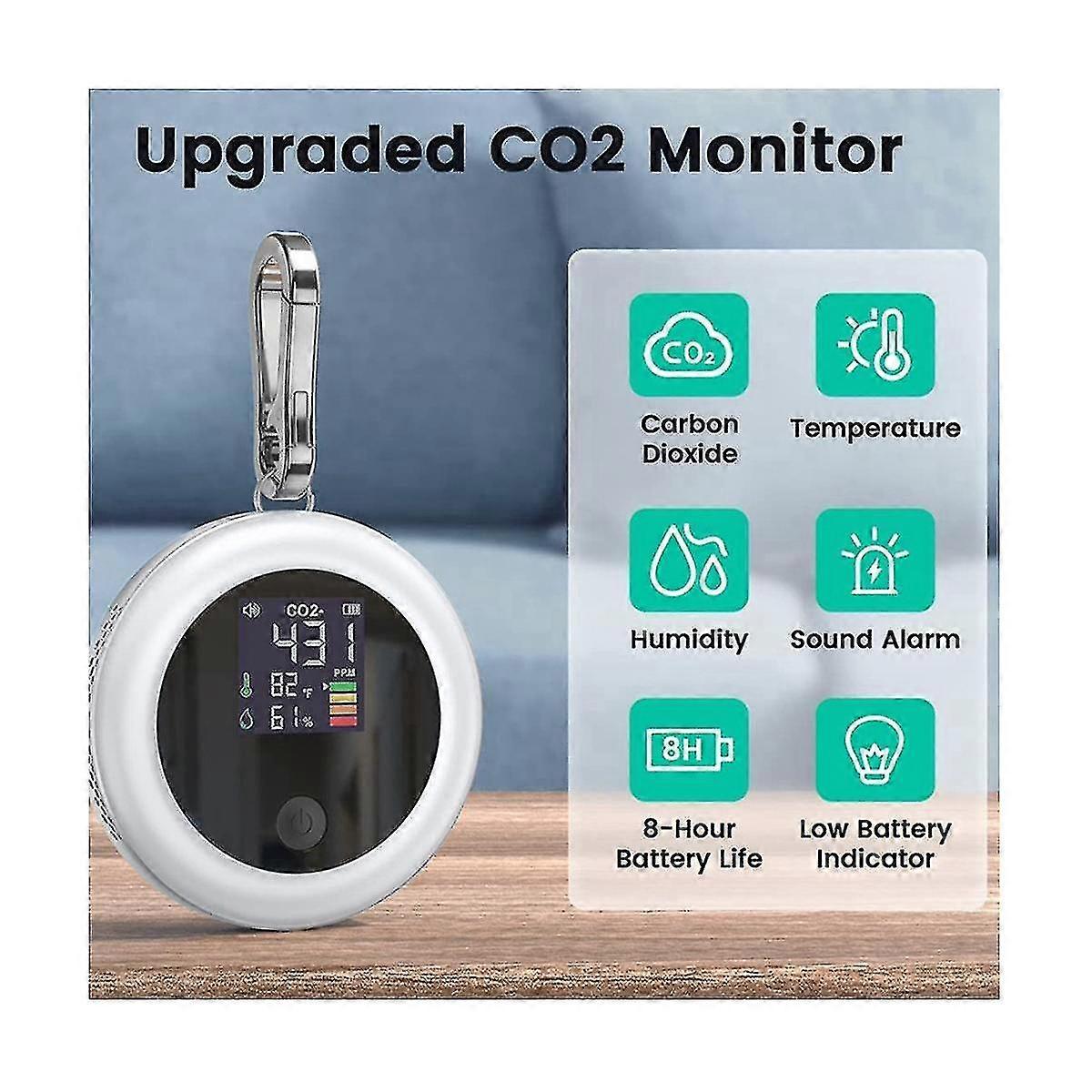 Co2 Monitor Meter Sensor Indoor With Alarm, Air Quality Carbon Dioxide ...