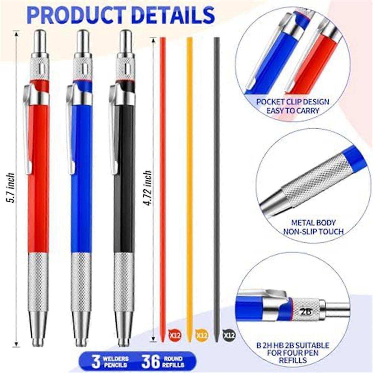 Welding Pencil with Round Lead, Metal Welding Marker, for Pipe Joints ...