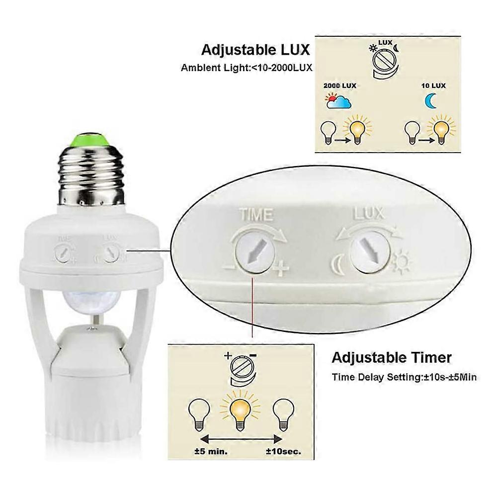 Smart Lamp Bases Socket E27 Lamp Holder Adapter With 360 Degrees PIR ...