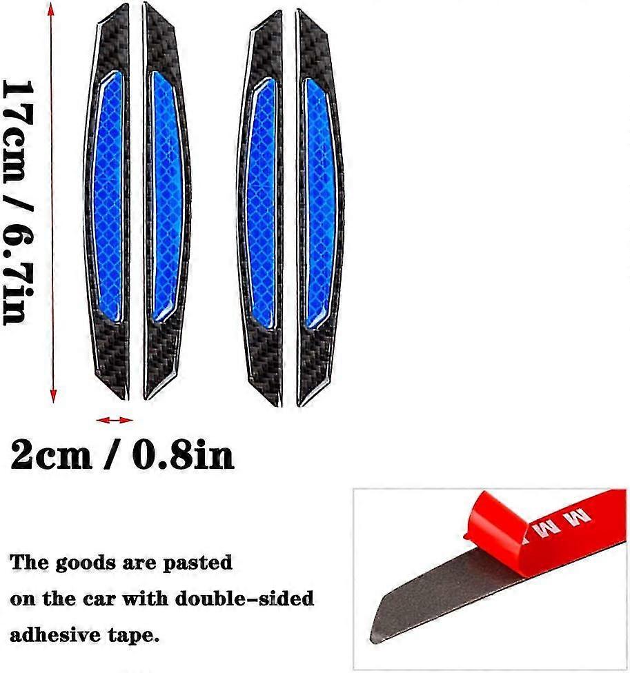4pcs 3d Reflective Stickers Black Real Carbon Fiber Strips Car Side ...