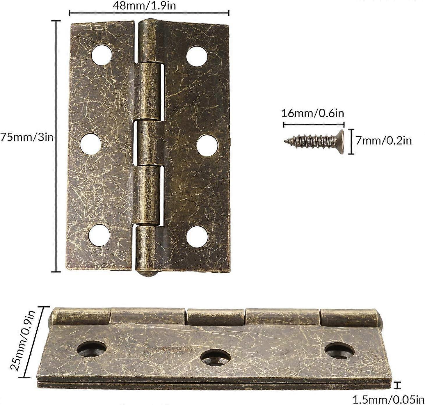 10 Pack Retro Door Hinges, 75mm Bronze Hinge, Thick Folding Hinges for ...