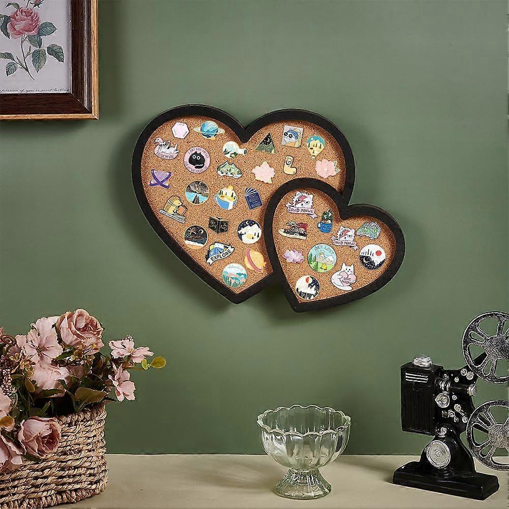 Double Heart Pin Cork Board 11.8x8.39inch Bulletin Display Board Wall ...