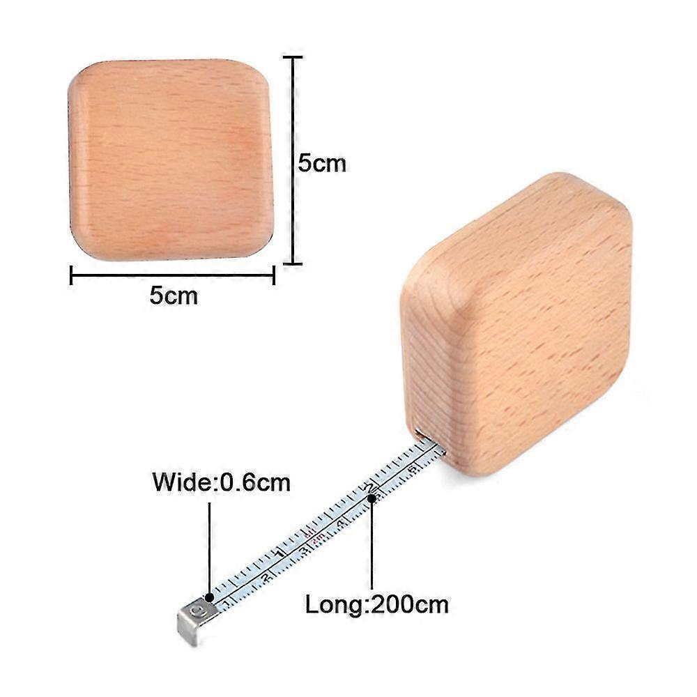Tape Measure, Wood Case Measuring Tape 2mretractable Fabric Tape ...